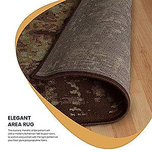 BNM Small Indoor Area Rug, Perfect for Living Room, Entryway, Basement, Bedroom, Kitchen, Office, Modern Floor Cover, Jute Backing, Acid Wash Abstract Indoor Area Rug, 4' x 6', Auburn