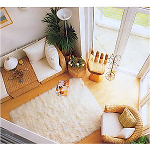 Stylish 6x9 flokati rug. Soft and fluffy 3” shag pile. 100% natural wool. Authentic Greek flokati rug. Off White Area Rug