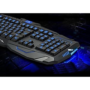axGear USB LED Light Gaming Keyboard and Mouse Set Kit for Computer PC Multimedia Gamer