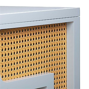 TOV Furniture Suzie Pastel Blue & Rattan Desk