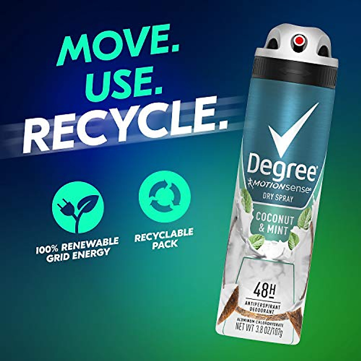 Degree Men Antiperspirant Deodorant Dry Spray Coconut & Mint 3 count 72hr Sweat and Odor Protection Degree for Men 3.8 oz