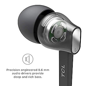TCL MTRO100BT Wireless in-Ear Earbuds Noise Isolating Bluetooth Headphones with 18 Hour Battery Playtime and Built-in Mic - Shadow Black