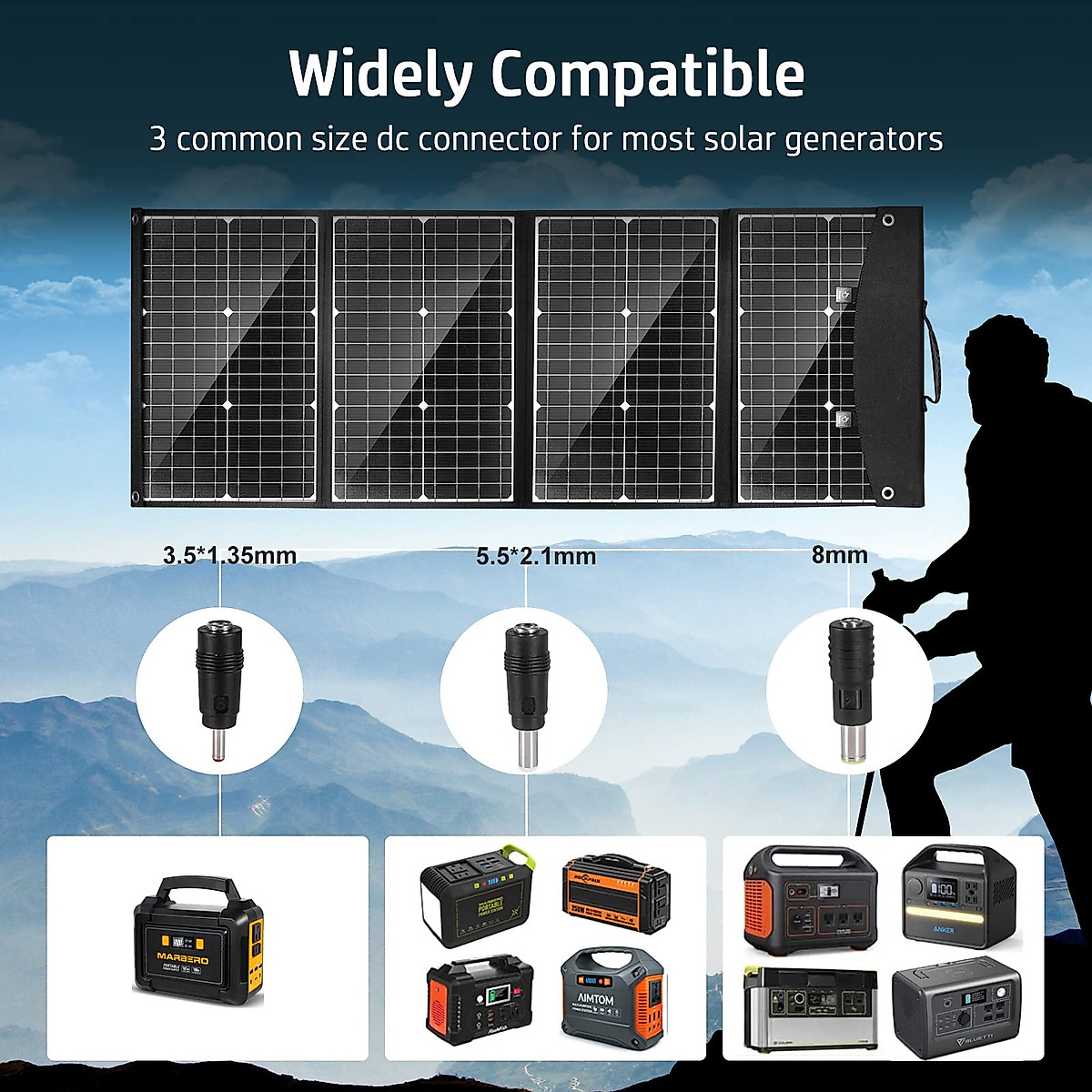 PROGENY 120 Watt Portable Solar Panel for Solar Generator and USB Devices, Waterproof Foldable Solar Panel for Jackery Explorer/Flashfish/BALDR/Goal Zero/Anker Power Stations