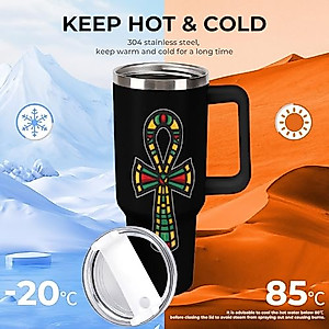 Rasta Ankh Rastafarian Egyptian 40OZ Tumbler Stainless Steel Travel Mug Water Bottle Car Cup Tea Cups with Lid Black-style