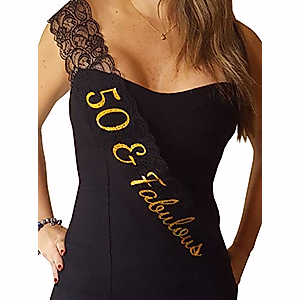 Girlz Nights 50 & Fabulous Lace Sash - 50th Birthday Sash (Black)