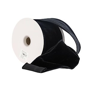Ribbon Bazaar Wired Dupioni Backed Plush Velvet Ribbon - Black 2-1/2" 10yd