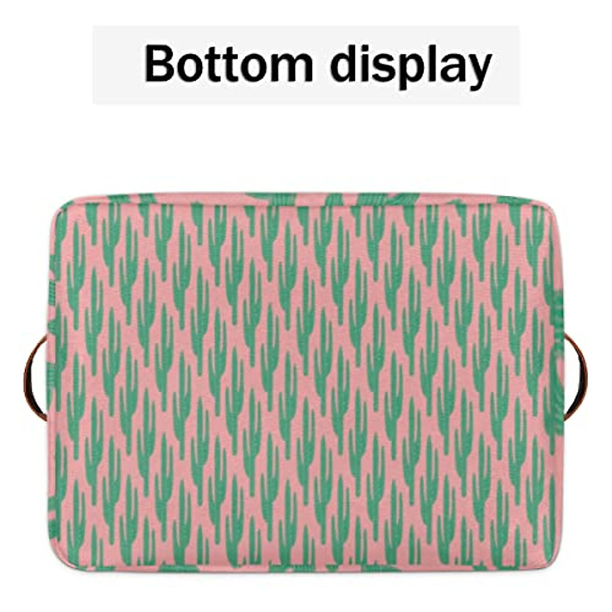 Fabric Storage Bins Cactus Green Pink Small Shelf Basket With Handles Decorative Cubes Box Organizer Containers for Shelves Home Office Decor