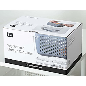 Momo's House 3 Piece Double Drain Basket Containers for Vegetable Fruit Storage Set - BPA-free Draining Crisper with Colander, Fridge Organizers, Storing Fruits Vegetables Meat Fresh Fish