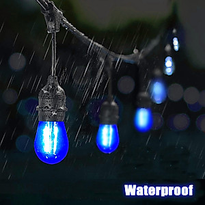 ZHZHLED S14 Blue Light Bulb Plastic 2 Watt LED Replacement Bulbs for Indoor Outdoor String Lights, Shatterproof Decorative E26 Base Filament Edison Christmas Halloween Colored Light Bulbs,15 Pack