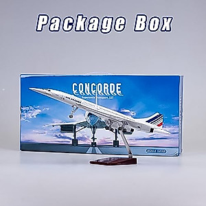 STONESTAR 1/125 Concorde Model Airplane with Cabin Lights, Resin Aircraft Model Kits Aircraft Display Model for Aircraft Enthusiasts Collection and Home Office Desk Decor (1/125, France)