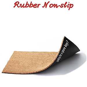 Christmas Door Mat Combo Set - 100% Coco Coir Welcome Mat + 28 x 43 Inch Red and White Plaid Rug, Christmas New Year Holiday Collection Doormat for Front Porch Entryway Decorative