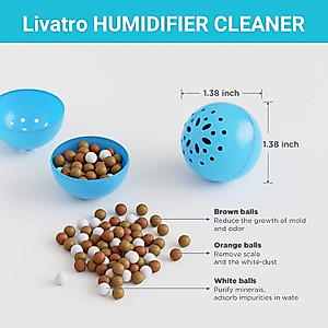 Livatro Humidifier Cleaner – Fight Humidifier Mold and Bacteria with Humidifier Cleaning Ball, Prevents Hard Water Build-Up, Eliminates White Dust, Removes Odor, For All humidifiers, Fish Tank