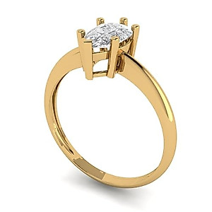 Clara Pucci 1.0 ct Pear Cut Genuine Lab Grown Diamond SI1-SI2 18K Yellow Gold Solitaire Bridal Wedding Engagement Designer Ring size 11