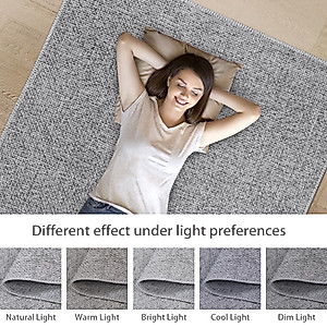 ROYHOME 9x12 Area Rug Large Machine Washable Modern Solid Textured Area Rug Contemporary Stain Resistant Non-Slip Accent Rug Foldable Floor Cover Carpet Rug for Living Room Decor, Light Grey