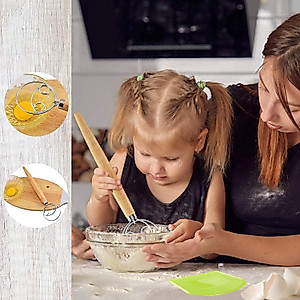 Danish Dough Whish Bread Mixer, 2 Pack Stainless Steel Dutch Whisk Hand Mixer Wooden Handle Kitchen Baking Tool for Baking Cake Dessert Sourdough Pizza and Pastry, Artisian Blender.