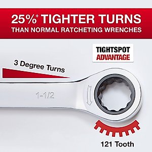 Jaeger 1-1/2 Inch Ratchet Wrench with 121-Tooth Ratcheting Precision and Hardened, Polished Steel for Projects with Tight Spaces