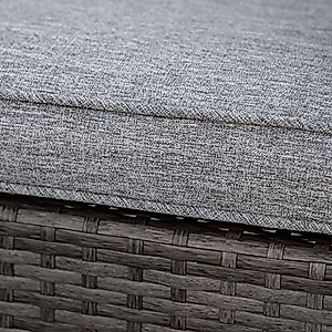 Outsunny Outdoor Wicker Rocking Chair w/Wide Seat, Thickened Cushion, Rattan Rocker with Steel Frame, High Weight Capacity for Patio, Garden, Backyard, Mixed Grey