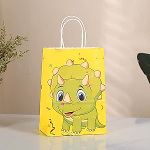 AHYCS Dinosaur Party Bags - 24Pcs Dinosaur Party Favor Bags, Candy Treat Bag for Dinosaur Party, Goody Gift Bags with Handle, Great for Party Decorations and Dinosaur Theme Birthday Party