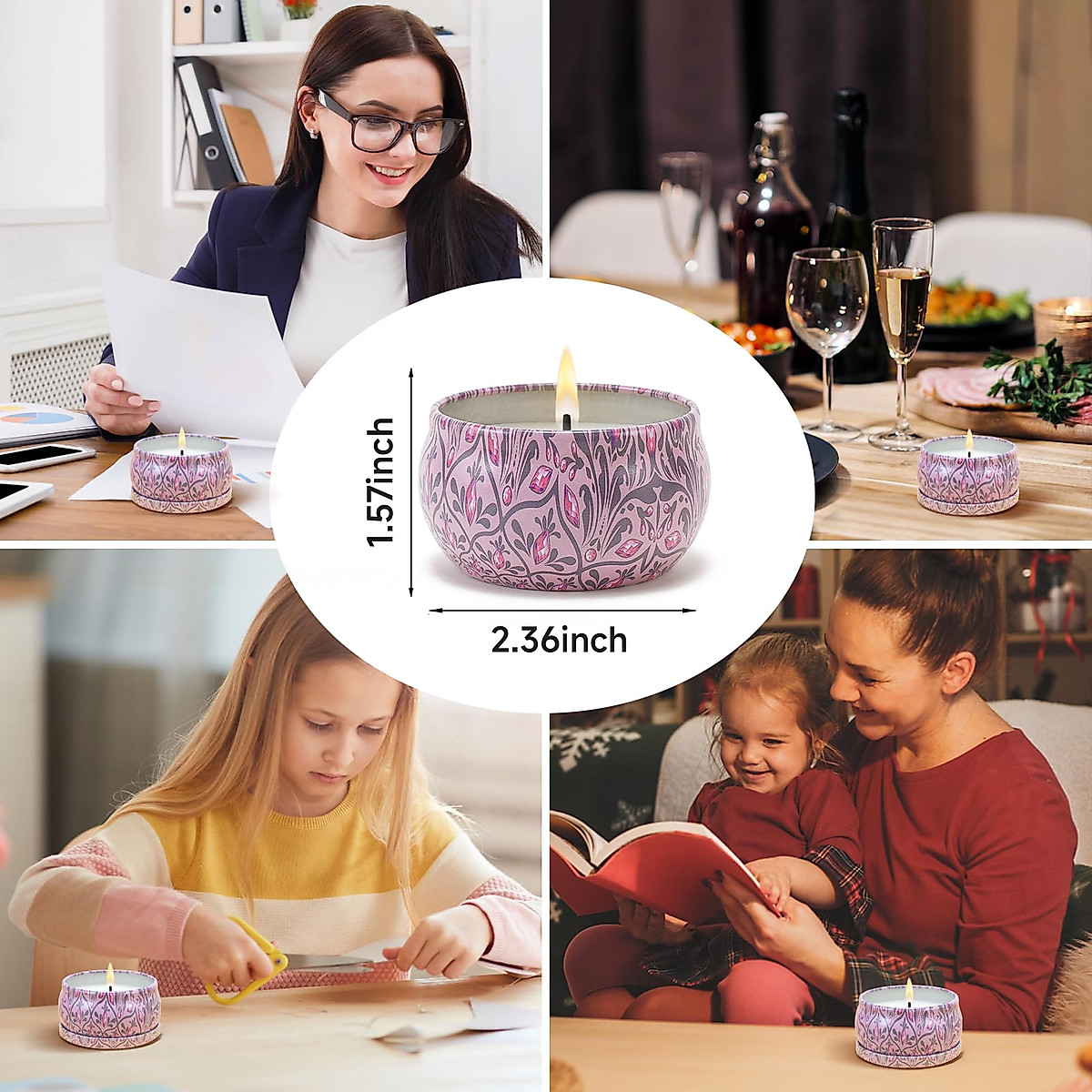 Candles Gifts for Women 3 Pack 2.5 oz Natural Floral Lavender Cherry and Rose Candles Set, Aromatherapy Candles for Home Scented, Portable Small Jar Candles Set for Travel, Spa, Bath, Yoga