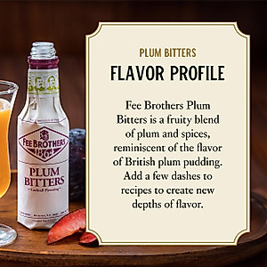 Fee Brothers Plum Cocktail Bitters - Aromatic Cocktail Mixer & Concentrated Flavoring, Gluten Free, Vegan-Friendly, 5 fl oz