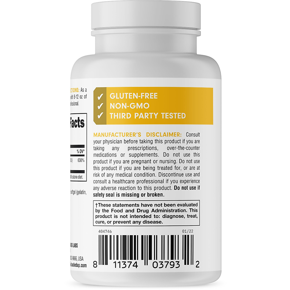 Bucked Up Vitamin D3 5,000 IU, Essentials (180 Servings, 180 Softgels)