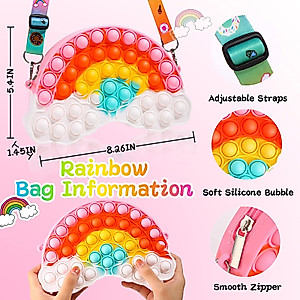 Girls Toys Easter Gifts Pop Purse Fidget Toys, Rainbow Purse Birthday Classroom Exchange Return Gifts for Kids Girl, Cloud Toddler Purse Pop Shoulder Bag Sensory Toys Valentines Party Favors
