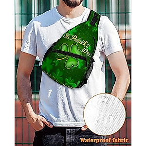 Sling Backpack, St. Patrick's Day Lucky Shamrock Green Waterproof Lightweight Small Sling Bag, Travel Chest Bag Crossbody Shoulder Bag Hiking Daypack for Women Men