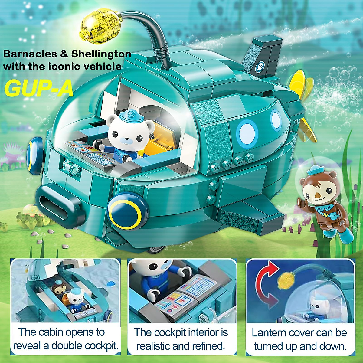 LITTLE FROGGY Building Block Toys The Octonauts GUP-A Vehicle & Figure Creative Playset Compatible with Lego Bricks Ideal Gift for Boys Girls Aged 6+ 323PCS (3703)