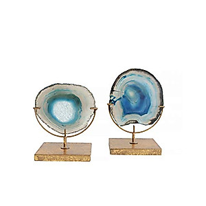 Decorative Agate Stone Slice on Metal Stand