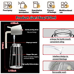 LayYun Olive Oil Dispenser Bottle & Oil Dispenser and Oil Sprayer,470 ml 16 OZ Condiment Container With Olive Oil Sprayer Dispenser for Cooking, Air Fryer, Salad, Frying, BBQ