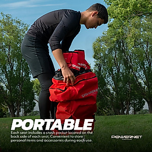 PowerNet Carli Lloyd 6 Seater Team Bench | Backpack Style Carry Bag Included | Ultra Portable | Great for Teams | Soccer Basketball Football