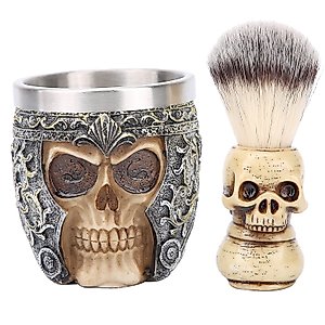 Dioche Men's Beard Shaving Set, Stainless Steel Shaving Bowl and Brush, Hair Shaving Brush and Mug Set for Men, Use for Hair Salon and Household
