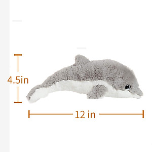 Apricot Lamb Ocean Stuffed Animals Toys Plush Gray Dolphin Sea Animal Soft Cuddly Perfect for Girls Boys (Gray Dolphin, 12 Inches)