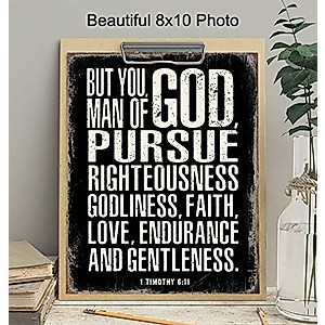 Christian Gifts for Men - Religious Gifts for Men - Catholic Gifts for Men - Religious Wall Decor - Masculine Christianity - God Wall Decor - 1&2 Timothy - Scripture Bible Verse Wall Art Decorations