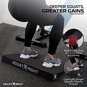 Squat Right Squat Wedge - Premium Extra Wide & Durable Incline Slant Board - Calf Stretcher with Anti-Tip Design - Ideal for Enhancing Strength Weightlifting, Physical Therapy, and Improving Mobility