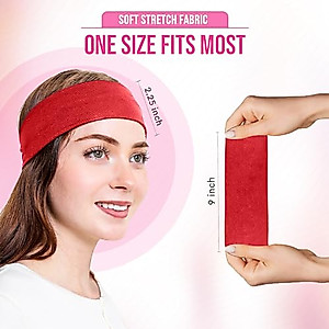 Styla Hair Headbands for Women Stretch Fashion Headbands 10 Pack Non-Slip Head Wraps Great for Spa, Sports, Yoga, Pilates, Running, Gym Headband, Workouts - Red