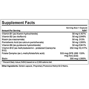 ANDREW LESSMAN High Potency B-Complex 180 Capsules - with High Levels of Folate Complex & Biotin, Promotes Cellular Growth, Energy, Immune Function, Detoxification, Fat Metabolism & More