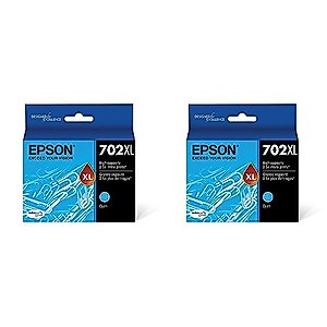 Epson T702 DURABrite Ultra -Ink High Capacity Cyan -Cartridge (T702XL220-S) for Select Workforce Pro Printers (Pack of 2)