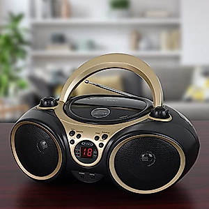 Jensen CD-490 Champagne Portable Sport Boombox Stereo CD Player with AM/FM Radio and Aux Line-in & Headphone Jack (Limited Edition Color)