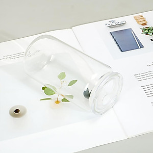 5 PACK Acrylic Lids Fit, Replacement Lids for 16 oz Glass Cups, Reusable Iced Coffee Cup Beer Can Drinking Glasses for Smoothie Whiskey Boba Soda Tea Gift(Clear)