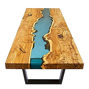 Epoxy Table, Plain Edge Wooden Table With Metal Stand, Epoxy Resin River Table, Natural Wood,Dining Table, Natural Epoxy Table, Resin Table 42" x 24" Inch