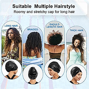 Vorshape Extra Large Swim Cap for Braids and Dreadlocks - Swimming Cap for Women Long Hair Adult Swim Cap for Long Thick Curly Hair Keep Your Hair Dry (Black)