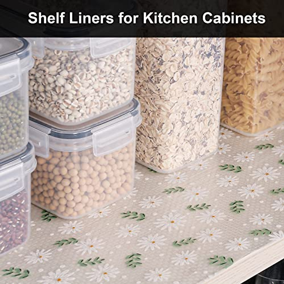 Cooyes Premium Cabinet Liner for Kitchen – Non-Slip Shelf Liners for Kitchen Cabinets – Waterproof Shelf Paper with Modern Pattern – Durable EVA Cabinet Liners