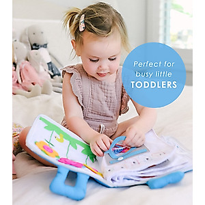 Curious Columbus Quiet Book for Toddlers – Large Fabric Activity Book, Montessori Learning Toy, 10 Engaging Pages for Quiet Play, Perfect for at Home Learning, Airplane Activities and Road Trips