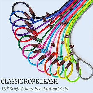 MayPaw Slip Lead Control Leash for Dogs No Pull, 13+ Colors Classic Dog Leash 7 FT Pet Slip Leash, 1/4” Rope Leash for Small Medium Animals (7ft*1/4", Green)