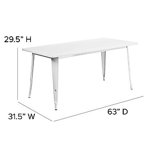 Flash Furniture Charis Commercial Grade 31.5" x 63" Rectangular White Metal Indoor-Outdoor Table
