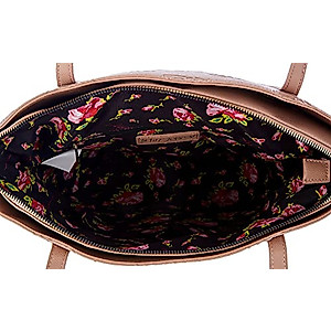 Betsey Johnson Debossed Roses Triple Compartment Faux Leather Tote Shoulder Bag