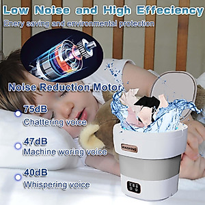 Portable Mini Washing Machine, 15L Collapsible Washer Machine, Foldable Underwear Washing Machine with Spin, Small Portable Washer and Dryer Combo for Apartments, Camping, Travel. (Grey)