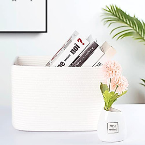 MINTWOOD Design 3-Pack Storage Baskets for Shelves, Playroom and Classroom Storage Basket, Book Basket, Decorative Storage Cube Bins, Woven Closet Organizers, Baby Nursery Baskets, Creamy White
