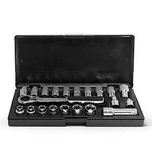 SATA 21-Piece Pass-Thru® Socket Set, 3/8-Inch Drive Metric/SAE Sizes, with a Professional Pass-Thru Design and a Black Storage Case - ST09134SJ